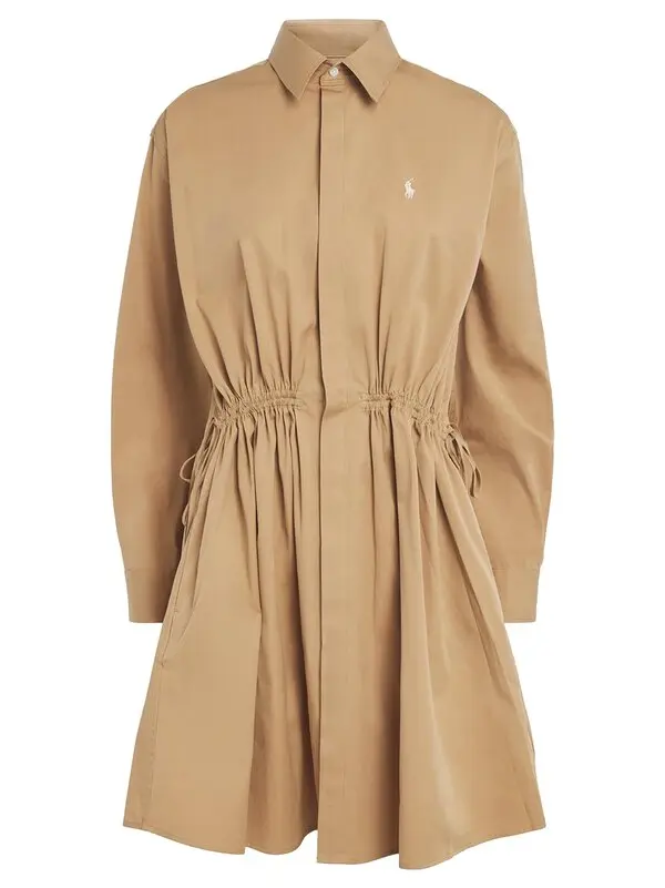 Polo Ralph Lauren Cotton Mini Shirt Dress - Beige
