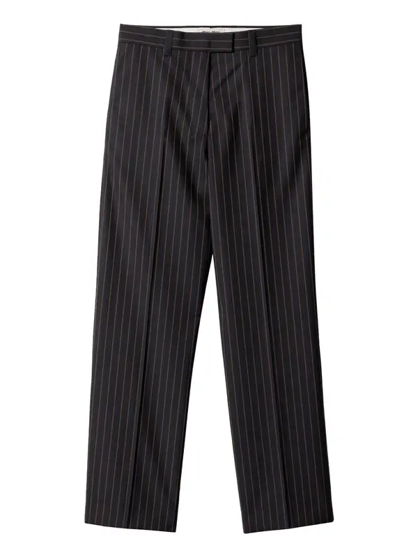 Miu Miu Wool Pinstripe Trousers - Blue