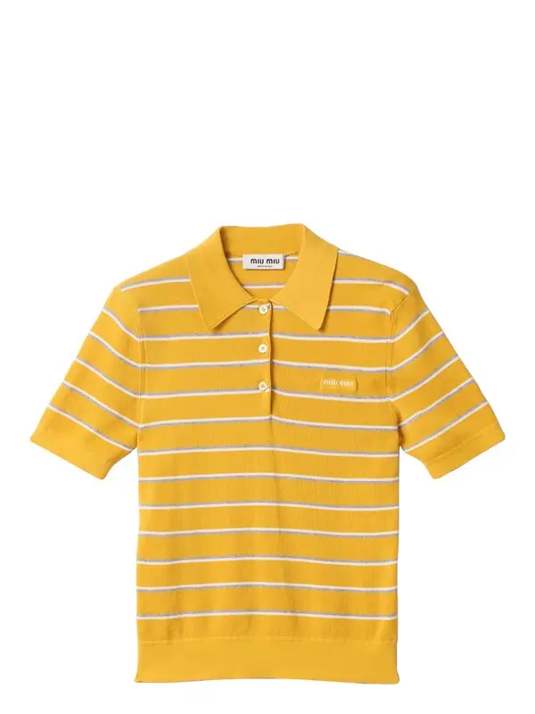 Miu Miu Cotton Stripe Polo Shirt - Yellow