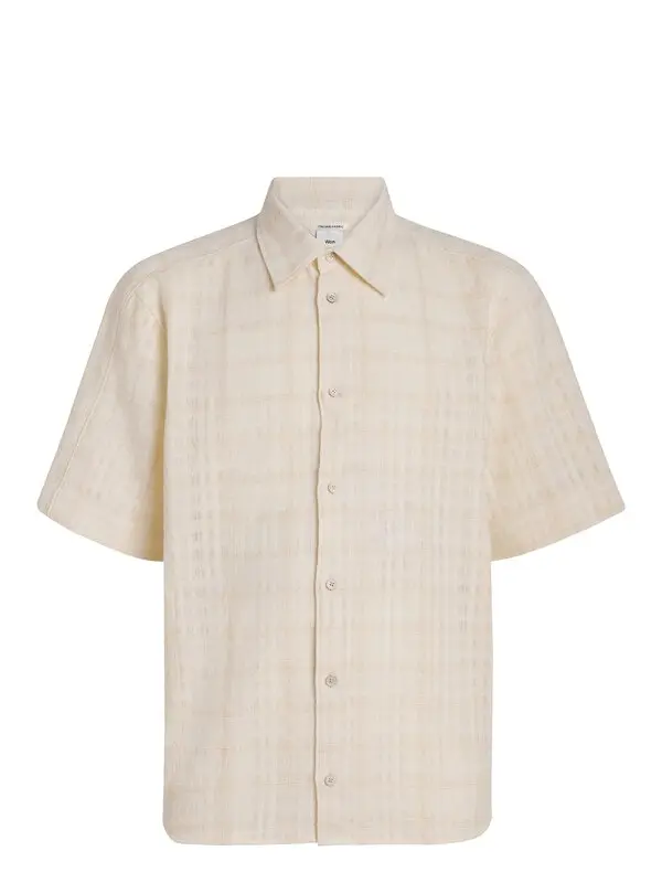 WON HUNDRED Cotton-blend Check Short-sleeve Shirt - Ivory