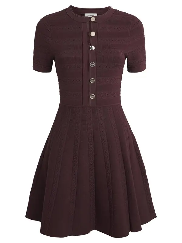 Sandro Knitted Mini Dress - Brown