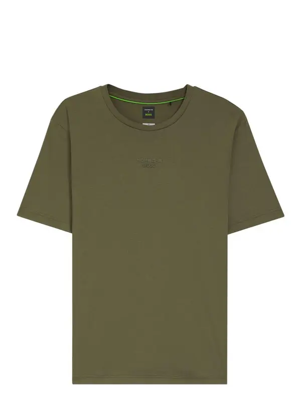 BOSS Porsche X Mercerized-cotton T-shirt With Rear Graphics - Light Green
