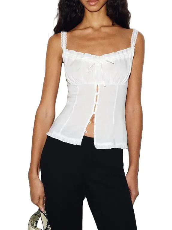 REFORMATION Eveline Split Front Camisole - White