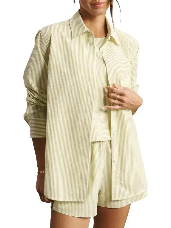 RHONE Saltair Oversize Seersucker Button-up Shirt - Citron Stripe