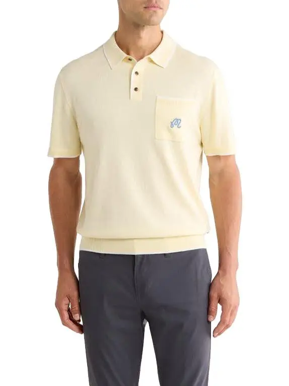 MALBON Blue Jay Knit Polo - Soft Yellow