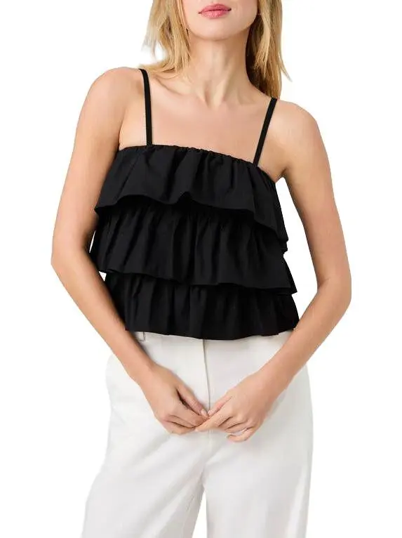 French Connection Aimee Ruffle Cotton Camisole - Black