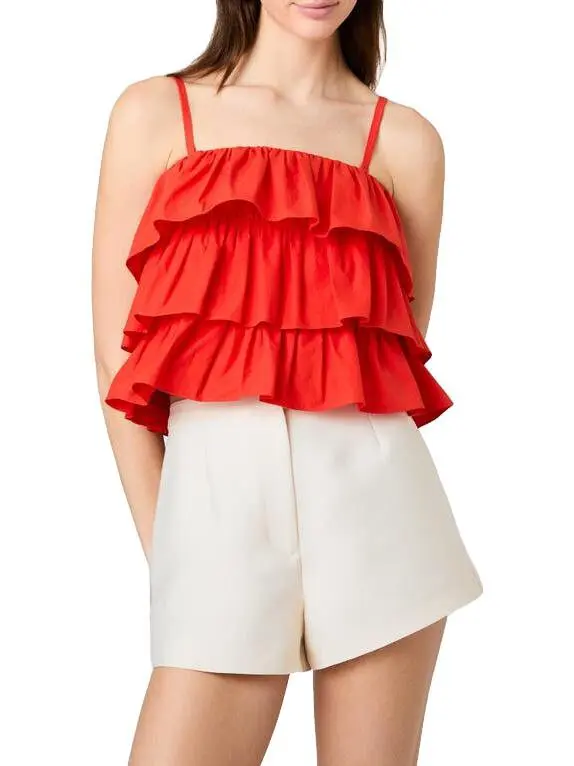 French Connection Aimee Ruffle Cotton Camisole - Candied Apple