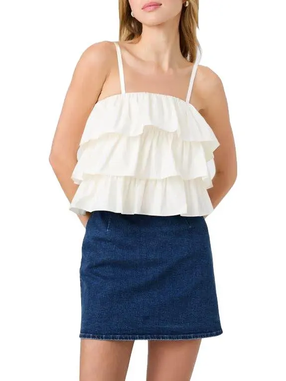 French Connection Aimee Ruffle Cotton Camisole - Porcelain Cream