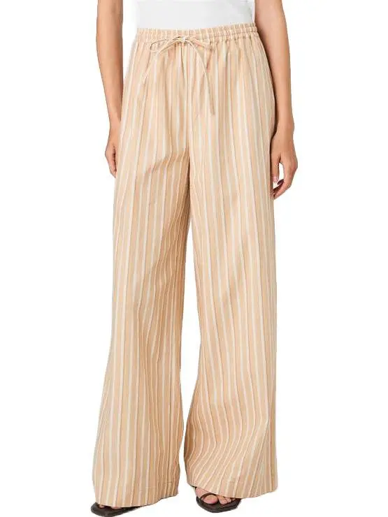 French Connection Aspen Tie Waist Wide Leg Pants - Sandlot Stripe