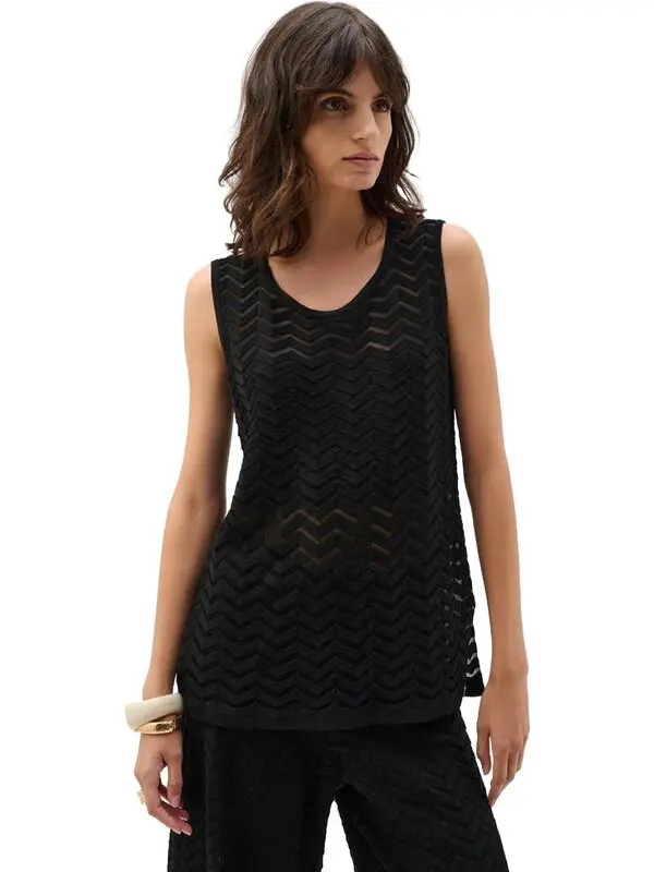 Joseph Ribkoff Viscose Jacquard Knit Tank - Black