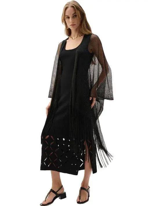 Joseph Ribkoff Bohemian Open-front Kimono - Black