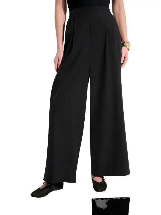 Joseph Ribkoff Stretch Woven Pull-on Wide Leg Pants - Black