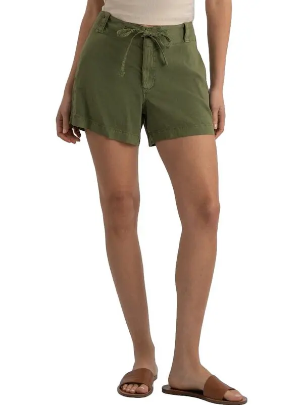 Kut From The Kloth Drawstring Linen Blend Relaxed-fit Shorts - Dill