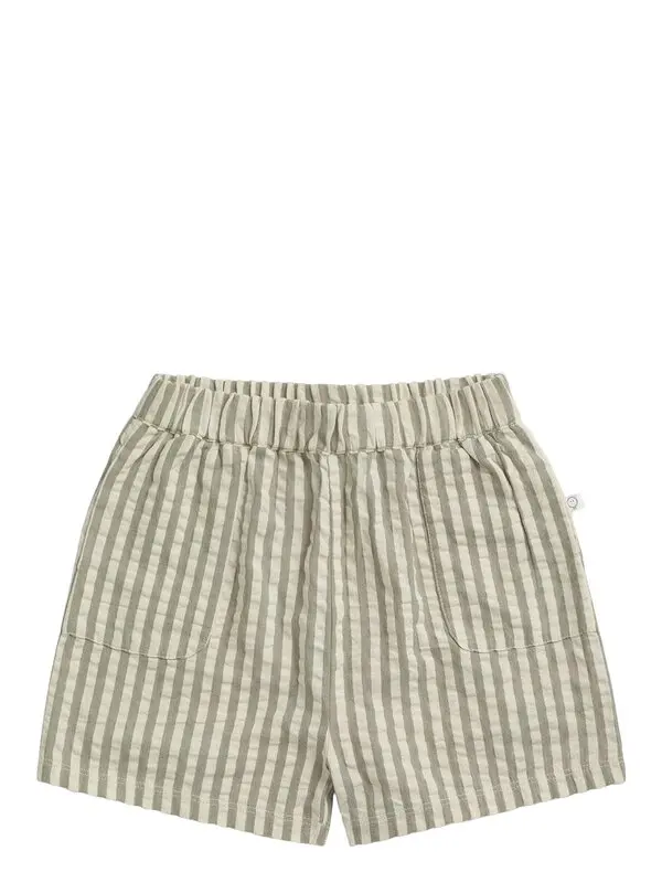 MORI Striped Seersucker Shorts - Grey Stripe