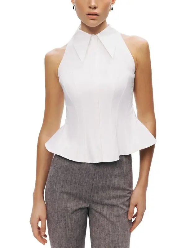 NOCTURNE Sleeveless Sculpted Shirt - White