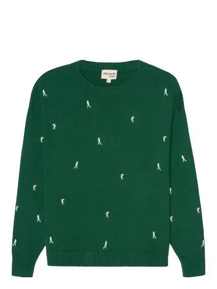 ELLSWORTH + IVEY Riley All Over Par Crewneck Sweater - Green
