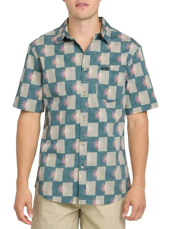 Quiksilver Sundial Classic Short Sleeve Stretch Cotton Button-up Shirt - Mediterranean