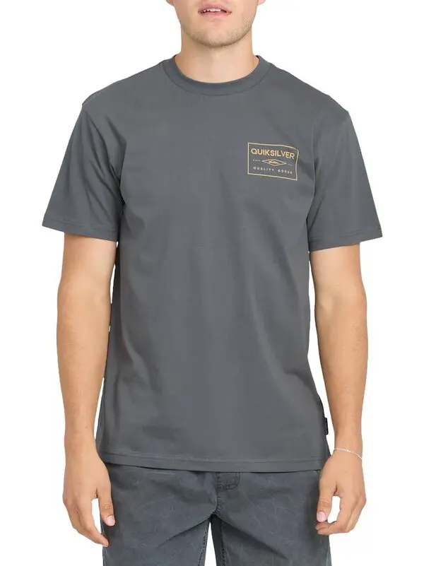 Quiksilver Stamped Short Sleeve Graphic Cotton T-shirt - Iron Gate
