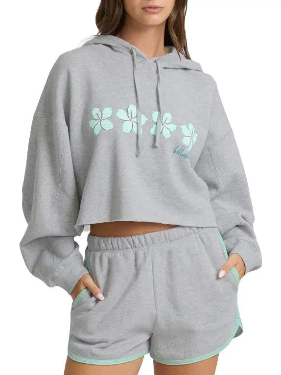 BILLABONG Fleece Crop Hoodie - Heather Gray