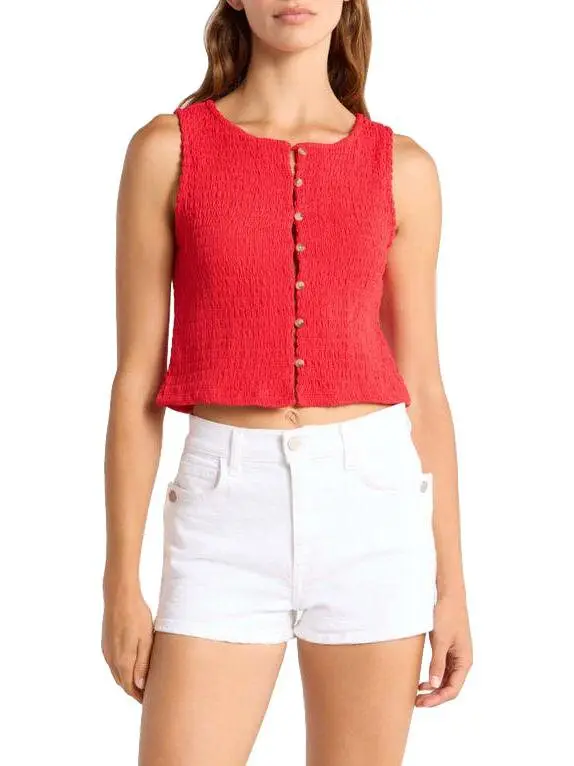 BILLABONG Button-up Sleeveless Top - Fiesta Red