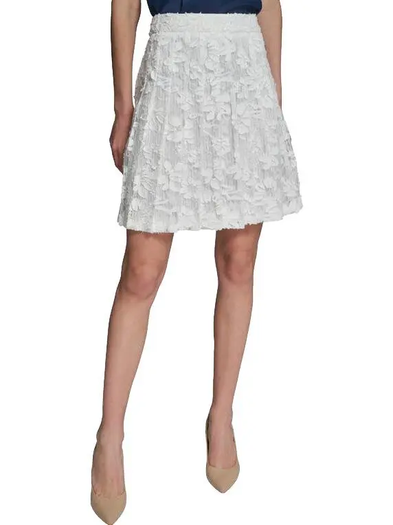 Karl Lagerfeld Paris Floral Appliqué Lace Skirt - Soft White