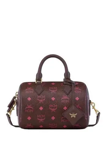 Mcm Ella Boston Bag In Maxi Visetos - Cinnamon