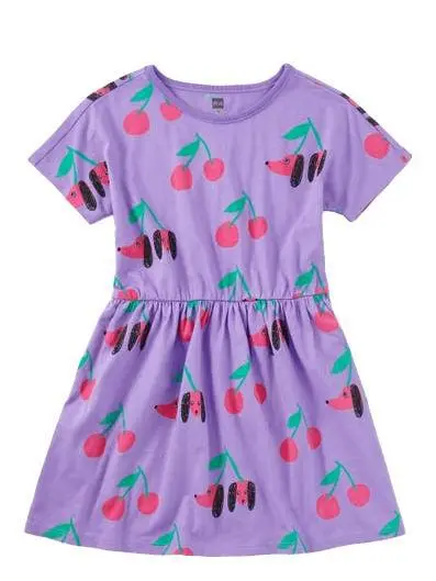 TEA COLLECTION Short Sleeve Twirl Dress - Cherry Dog!