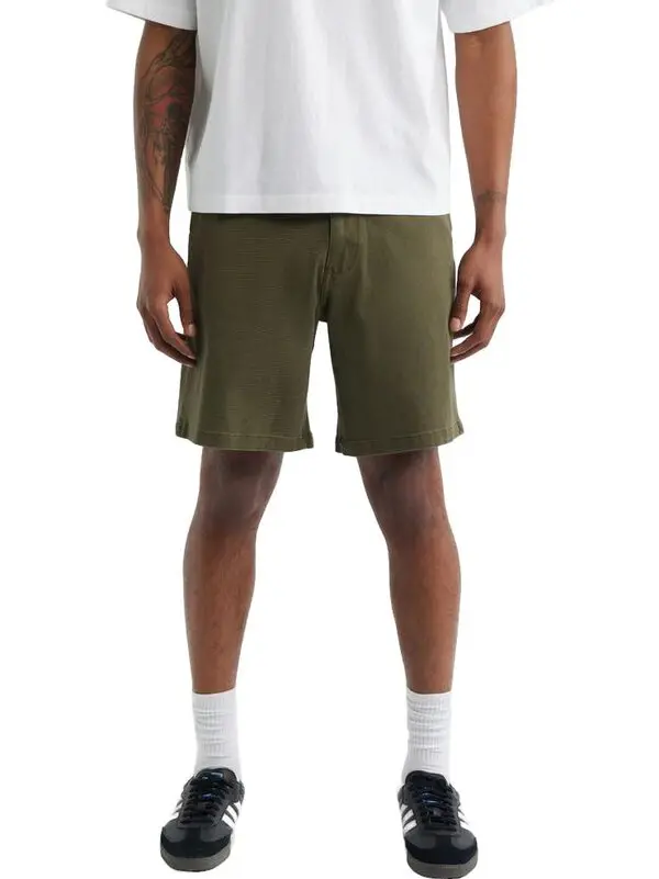 SANTO STUDIO Del Mar Flat Front Stretch Twill Chino Shorts - Olive