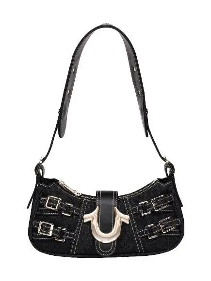 True Religion Multi-strap Denim Shoulder Bag - Black