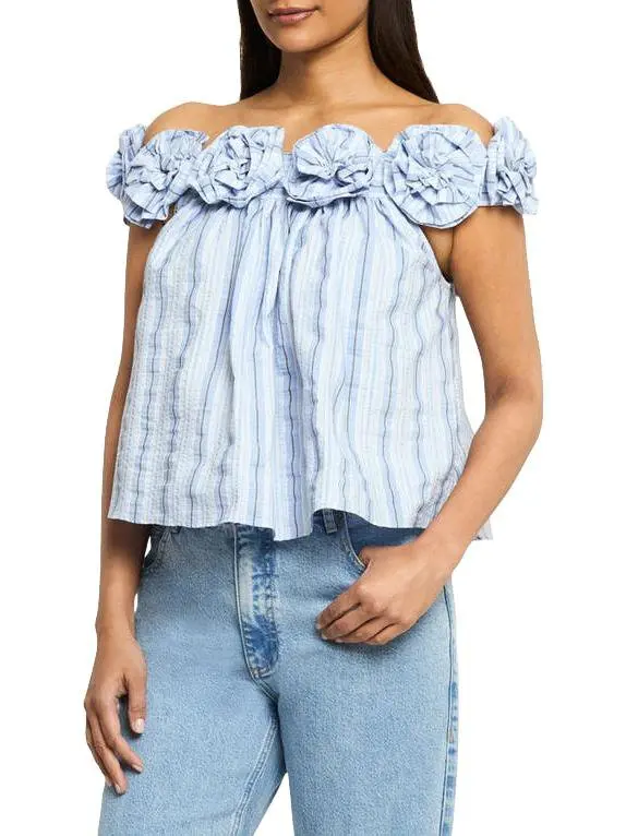 Cinq À Sept Kelsey Off-the-shoulder Top - Blue Multi