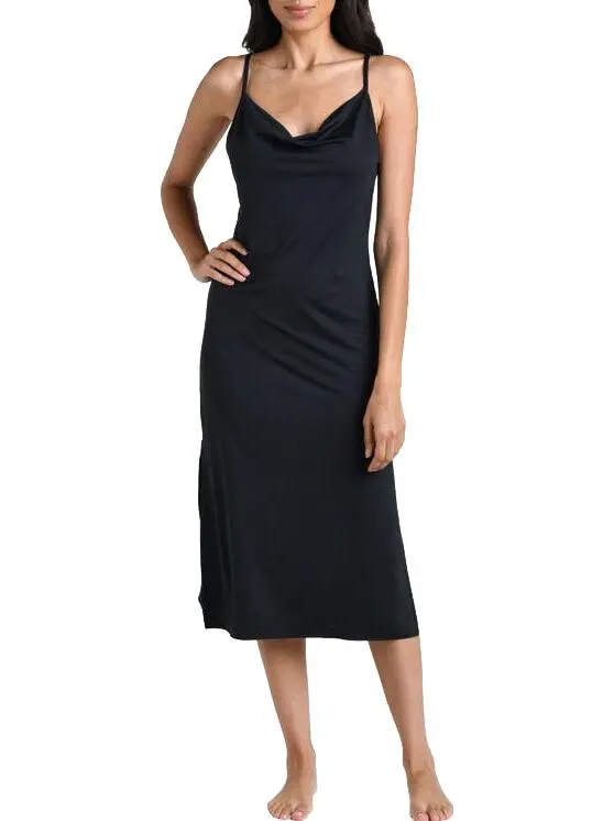 La Blanca Island Goddess Cowl Neck Midi Dress - Black