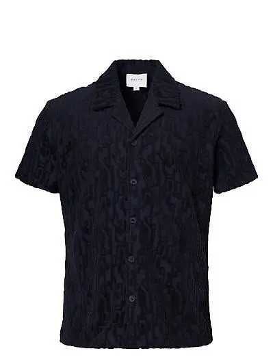 RAITH Fausto Flocked Cotton-blend Top - Navy