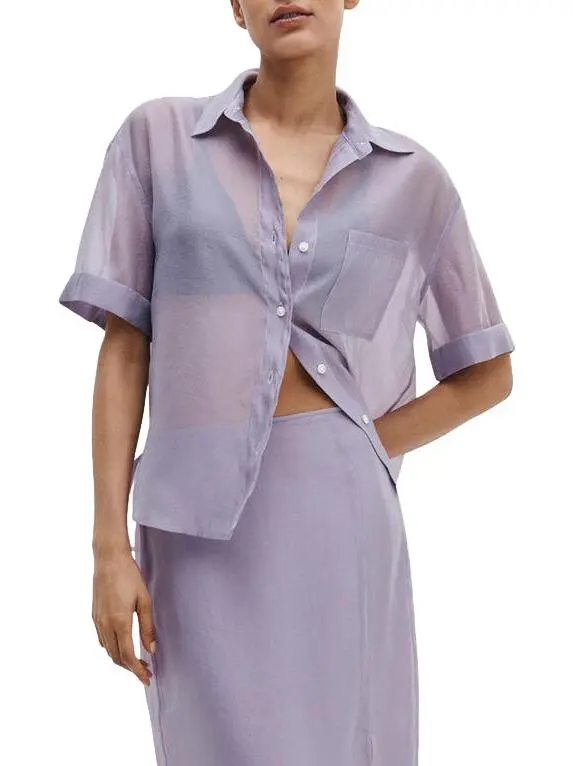Rag & Bone Connie Organza Button-up Shirt - Lilac