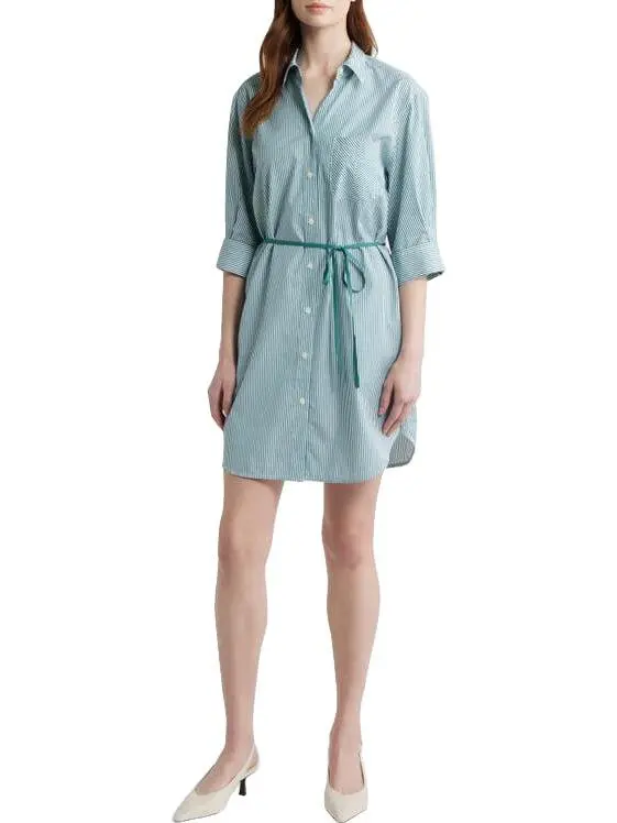 Rag & Bone Lucia Stripe Mini Shirtdress - Teal Stripe