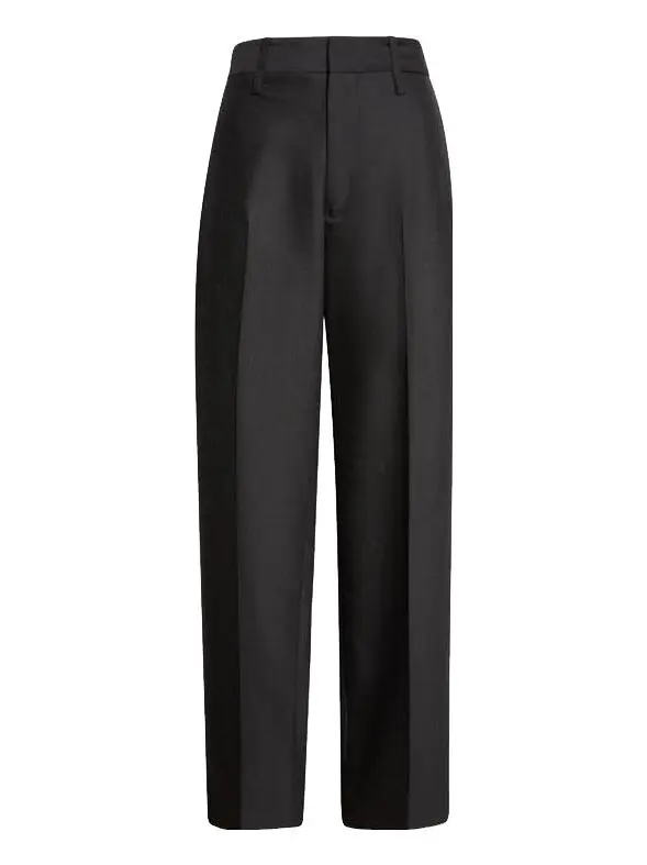 Victoria Beckham Curved Leg Virgin Wool Blend Suiting Trousers - Black