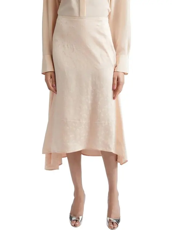Victoria Beckham Floral Jacquard Asymmetric Satin Midi Skirt - Blossom