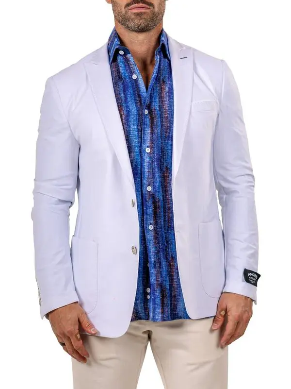 MACEOO Unconstructed Marthyr030 Stretch Peak Lapel Blazer - White