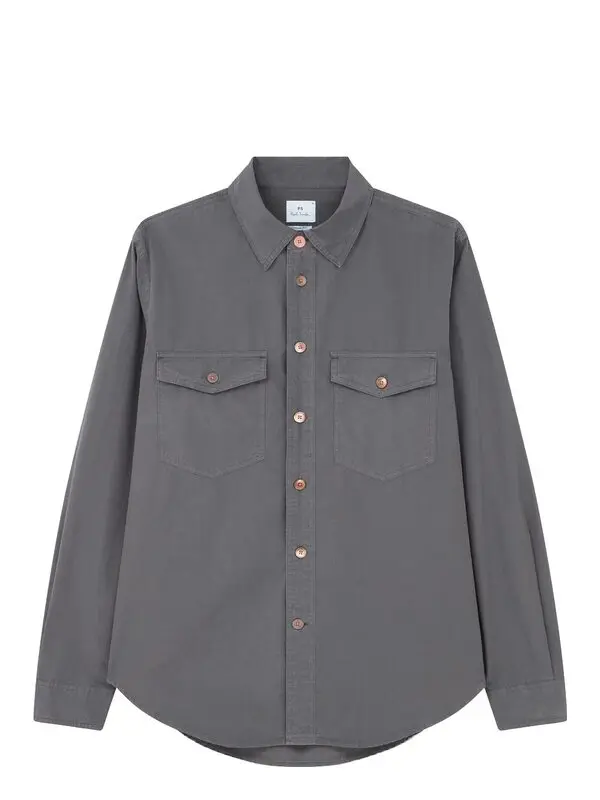 Paul Smith Casual Fit Organic Cotton Button-up Shirt - Anthracite