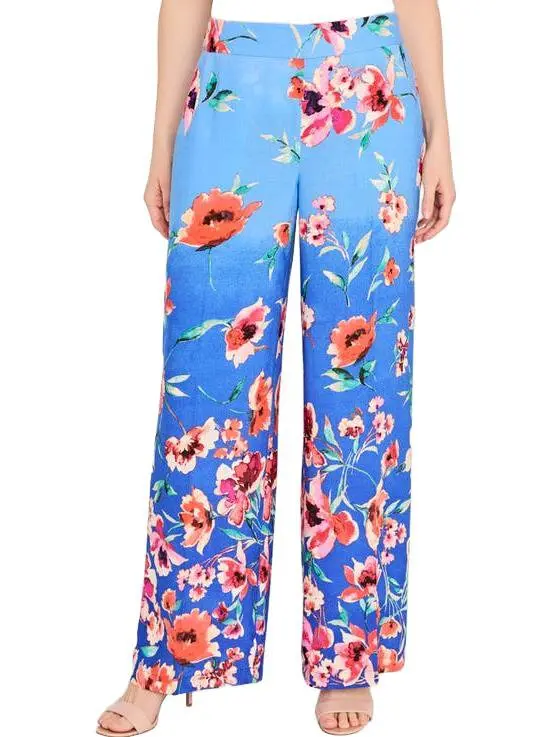 TAHARI ASL Floral Wide Leg Pants - Peri Floral