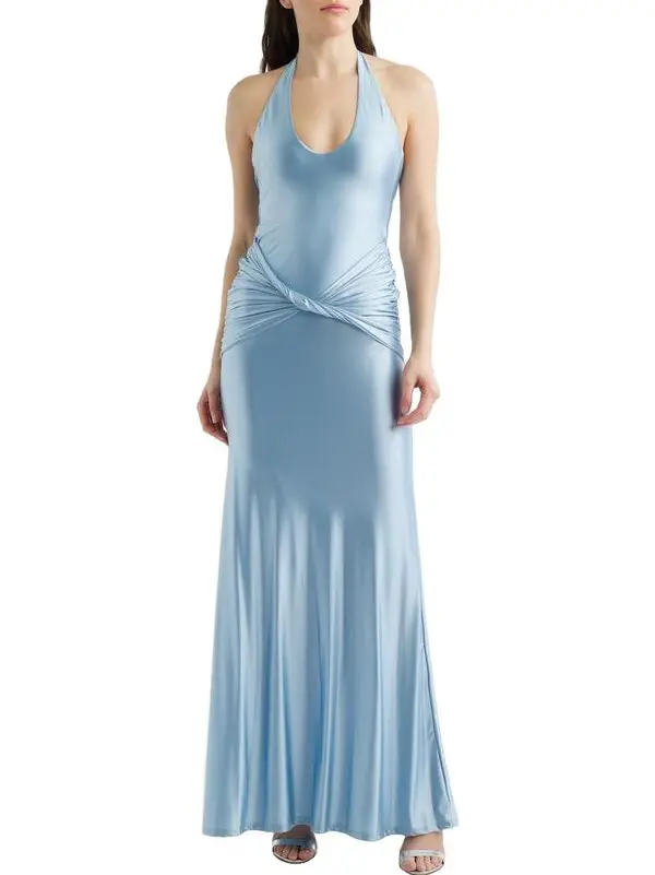DELFI COLLECTIVE Soraya Halter Neck Gown - Baby Blue
