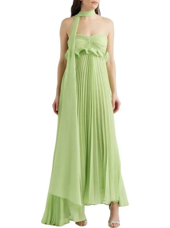 DELFI COLLECTIVE Diana Strapless Chiffon Gown - Lime