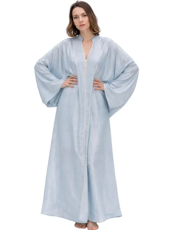 LE FAFO Metallic Silk Maxi Kaftan Gown - Blue