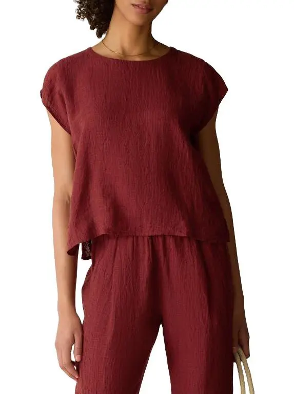 Eileen Fisher Organic Linen Square Top - Sun Dried Tomato