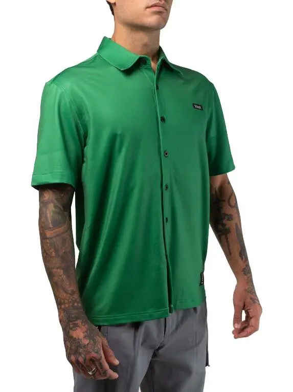 VAST Aqua Terra Tech Short Sleeve Performance Button-up Shirt - Green