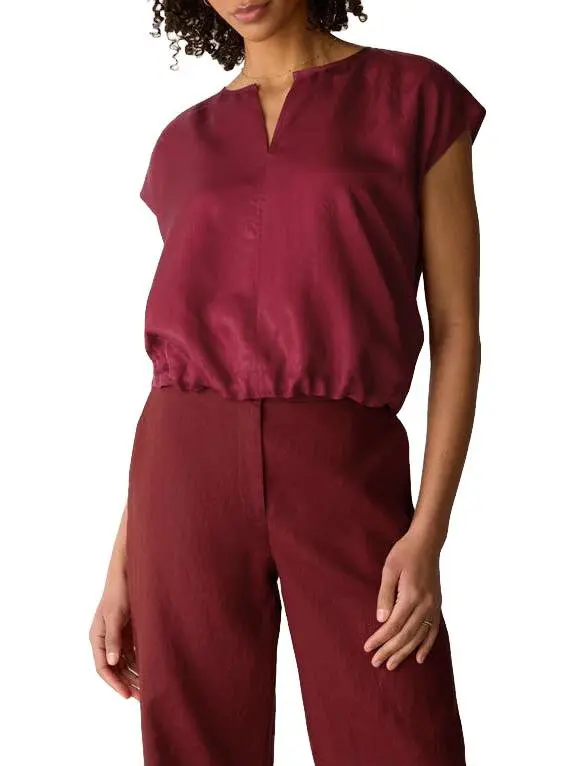Eileen Fisher Cap-sleeve Satin Shirt - Ruby