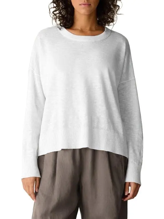 Eileen Fisher Organic Linen & Cotton Crewneck Sweater - White