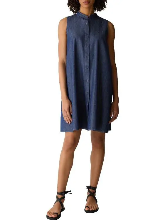 Eileen Fisher Sleeveless A-line Denim Dress - Dark Indigo