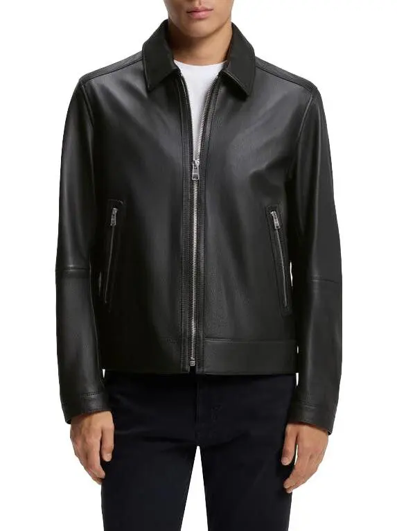 BOSS Mapson Lambskin Leather Jacket - Black