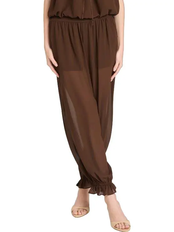 WAYF Jasmine Semisheer Balloon Pants - Chocolate