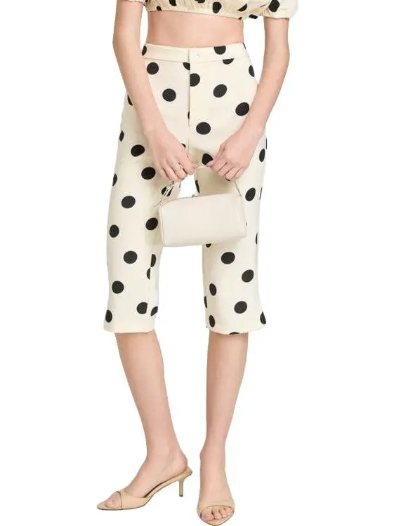 WAYF Marcy Polka Dot Capri Pants - Ant Ivory Polka Dot